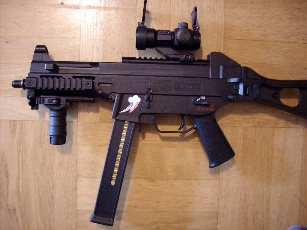 #73949 - safe, artist:machopony, rainbow dash, airsoft, customized toy ...