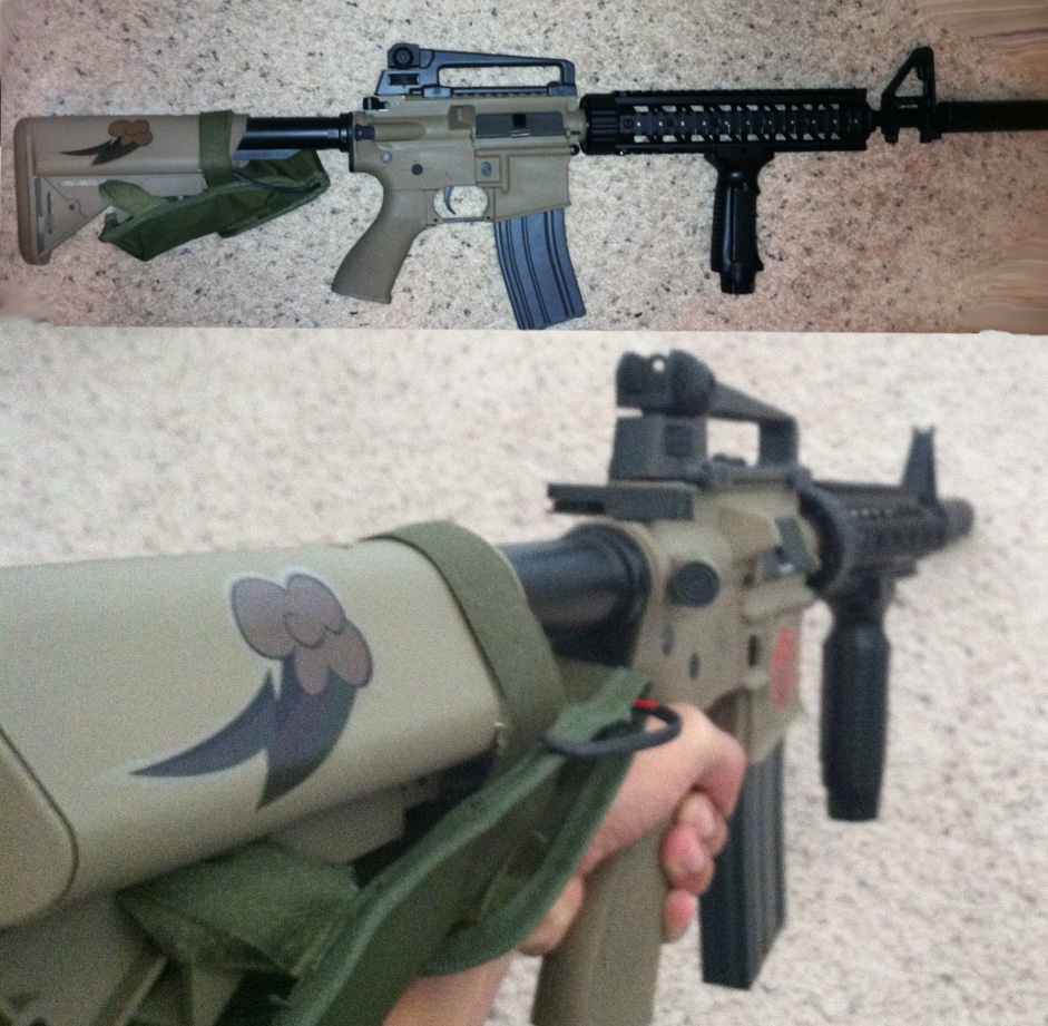 #73984 - safe, artist:pufihead, rainbow dash, airsoft, ar-15 ...