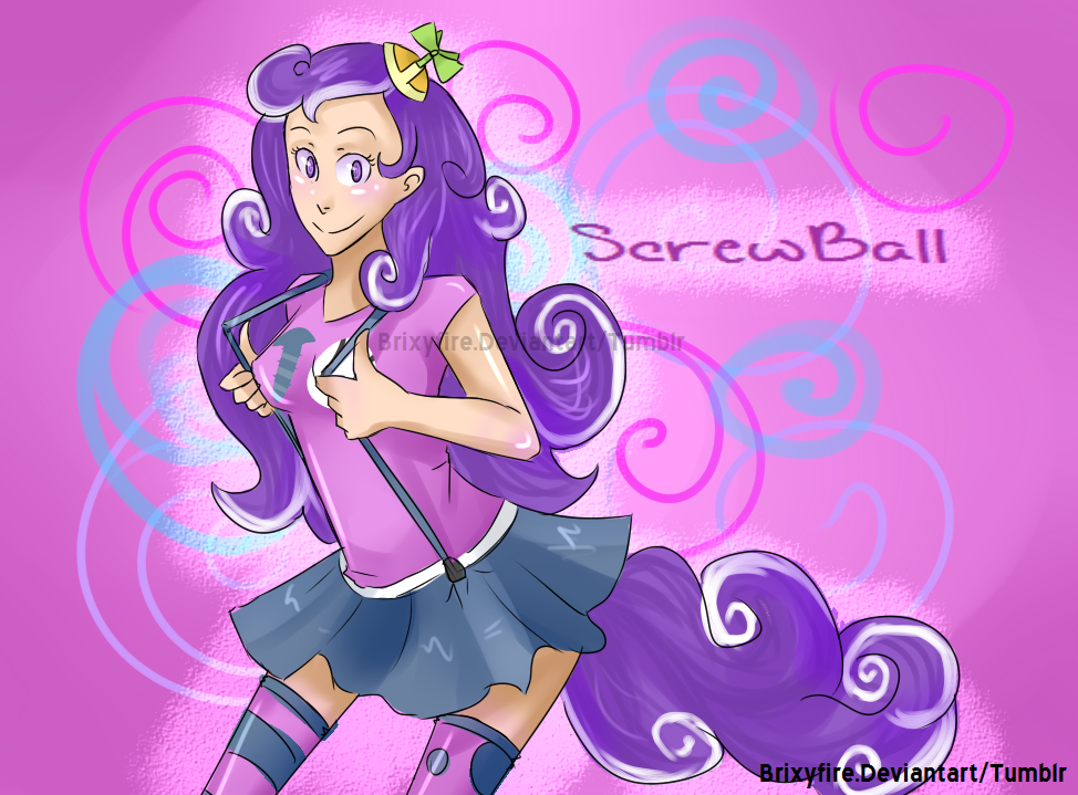 #74889 - safe, artist:brixyfire, screwball, human, g4, blushing ...