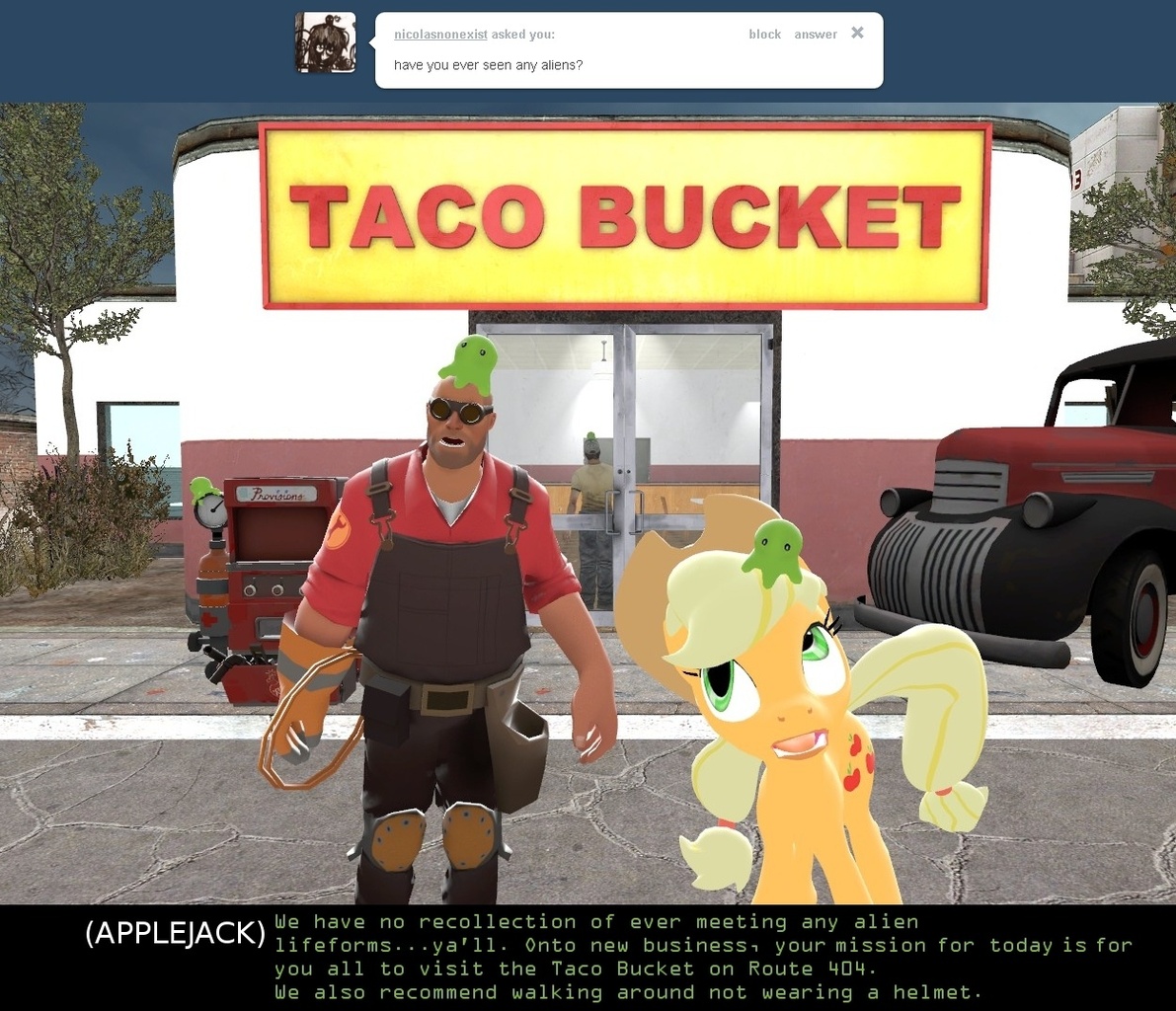 #76422 - safe, artist:geronkizan, applejack, alien, g4, brain slug ...