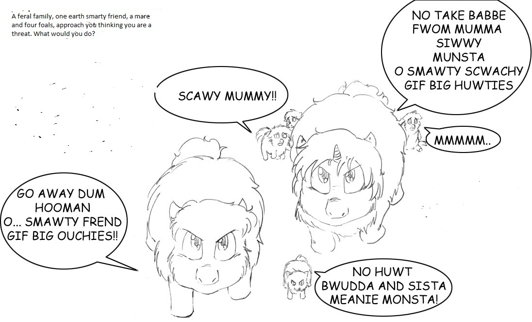 #79185 - safe, artist:mwike, fluffy pony, family, feral fluffy pony ...