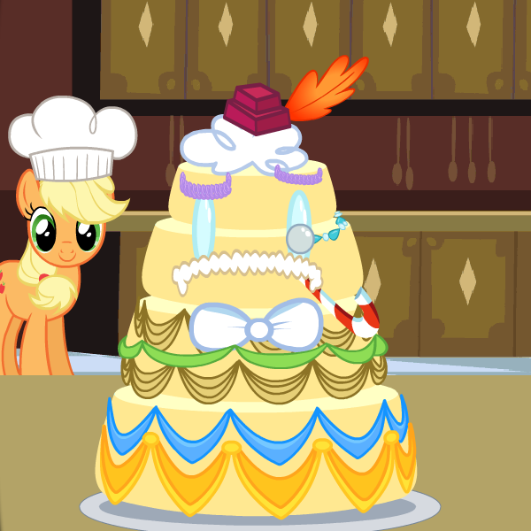 #81988 - safe, applejack, cake, fancy, game, monocle, wedding cake ...