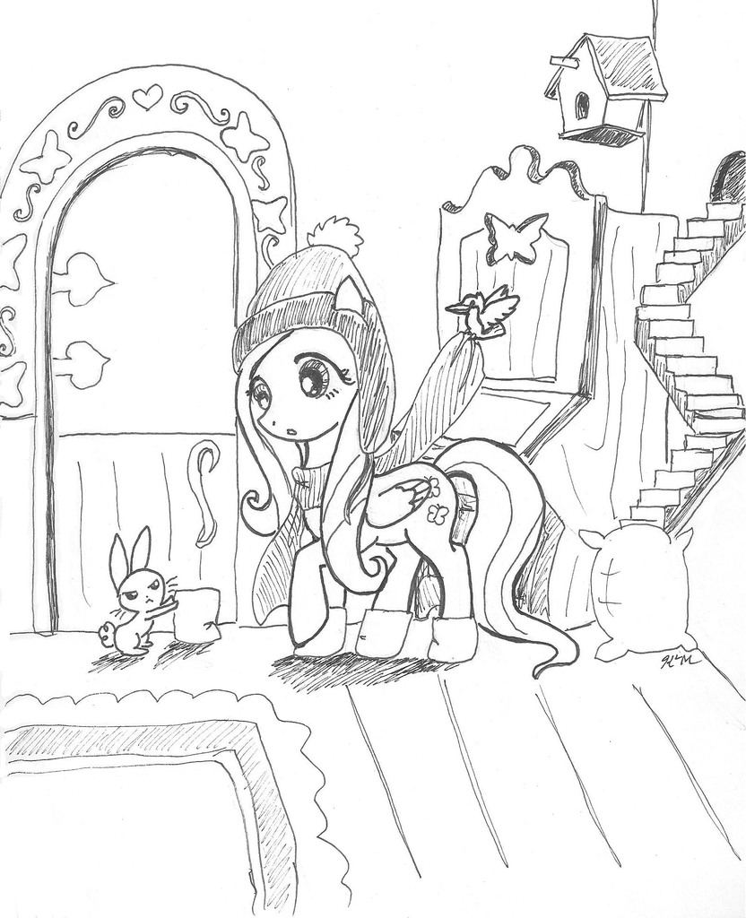 #83629 - safe, artist:catscratchpaper, angel bunny, fluttershy ...