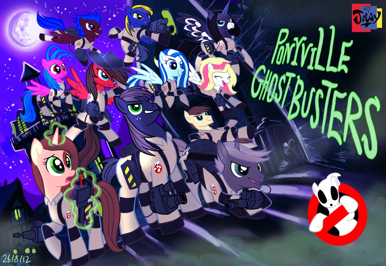 #84730 - safe, artist:jowyb, oc, crossover, ghostbusters, high res ...