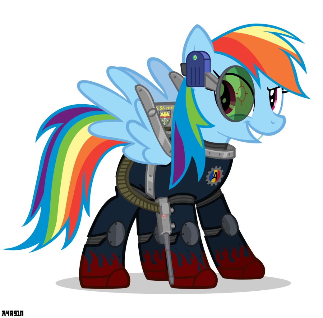 #86734 - safe, artist:a4r91n, rainbow dash, g4, armor, gun, simple ...