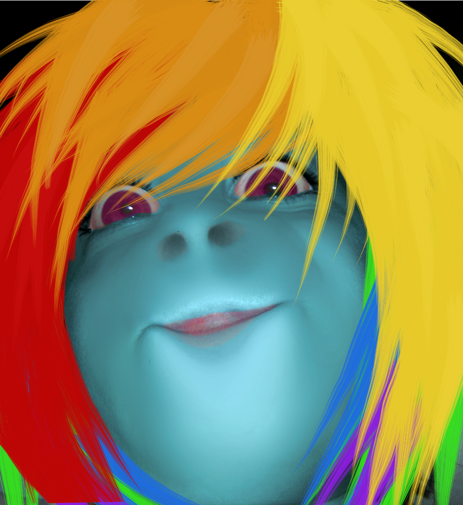 #69255 - grotesque, rainbow dash, human, female, humanized, looking at ...