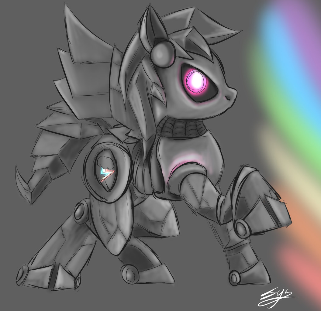 #70458 - safe, artist:synad, rainbow dash, robot, high res - Derpibooru