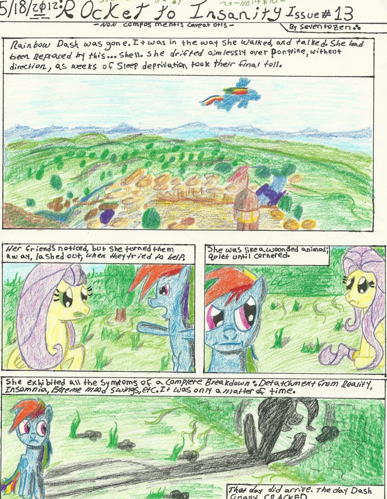 #95445 - safe, artist:seventozen, fluttershy, rainbow dash, comic:rocket to insanity, fanfic ...