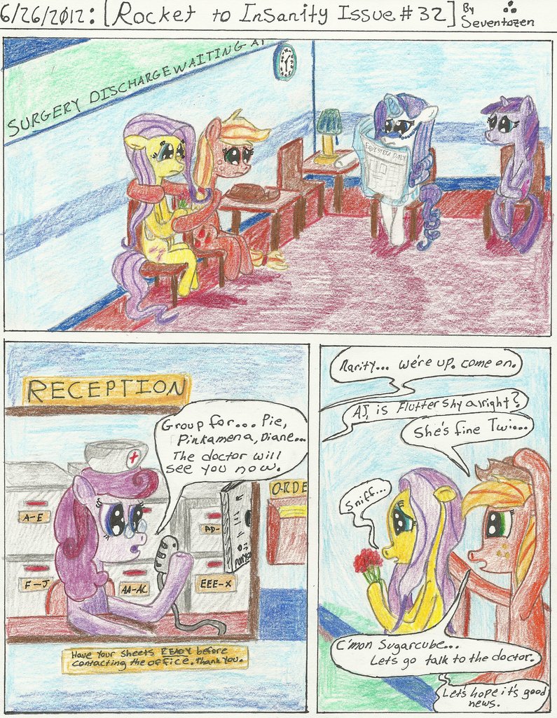 #95505 - safe, artist:seventozen, applejack, fluttershy, nurse redheart ...