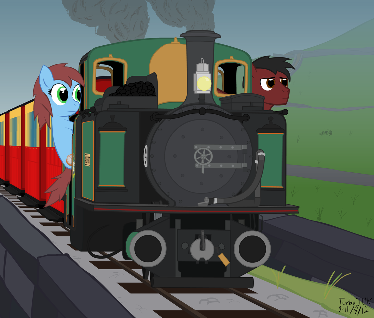 #95529 - safe, artist:turbojuk, oc, oc only, double fairlie, locomotive ...