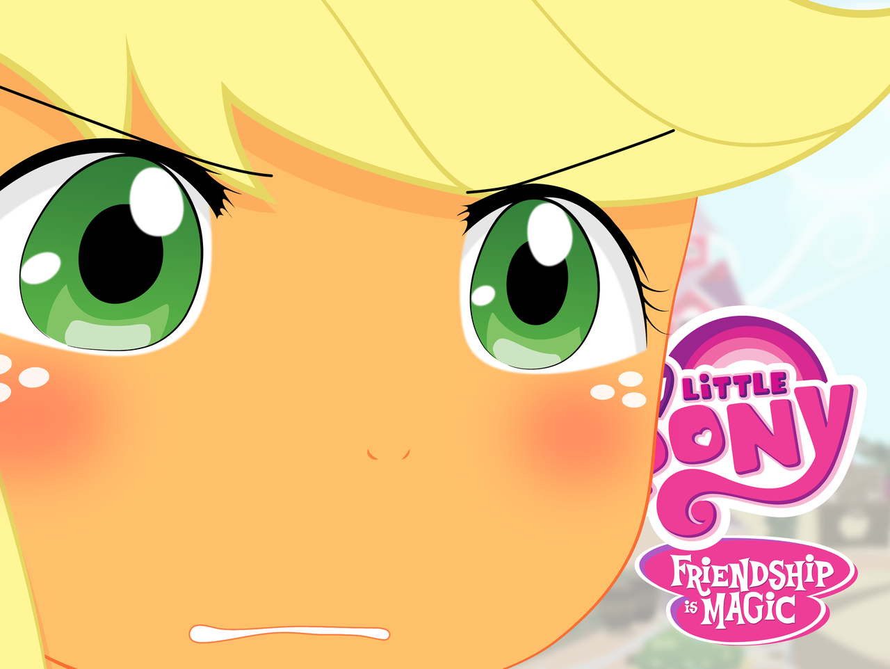 #97431 - safe, artist:yuki endo, applejack, anthro, ambiguous facial structure, face, gununu ...