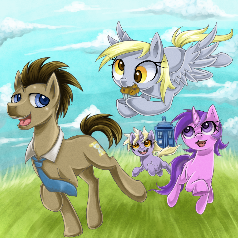 #99205 - safe, artist:bunina, amethyst star, derpy hooves, dinky hooves ...