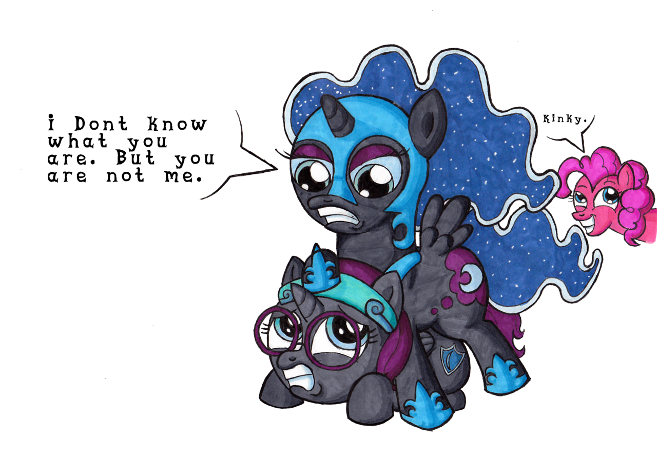 #101525 - safe, artist:darkone10, nightmare moon, pinkie pie, oc, oc ...