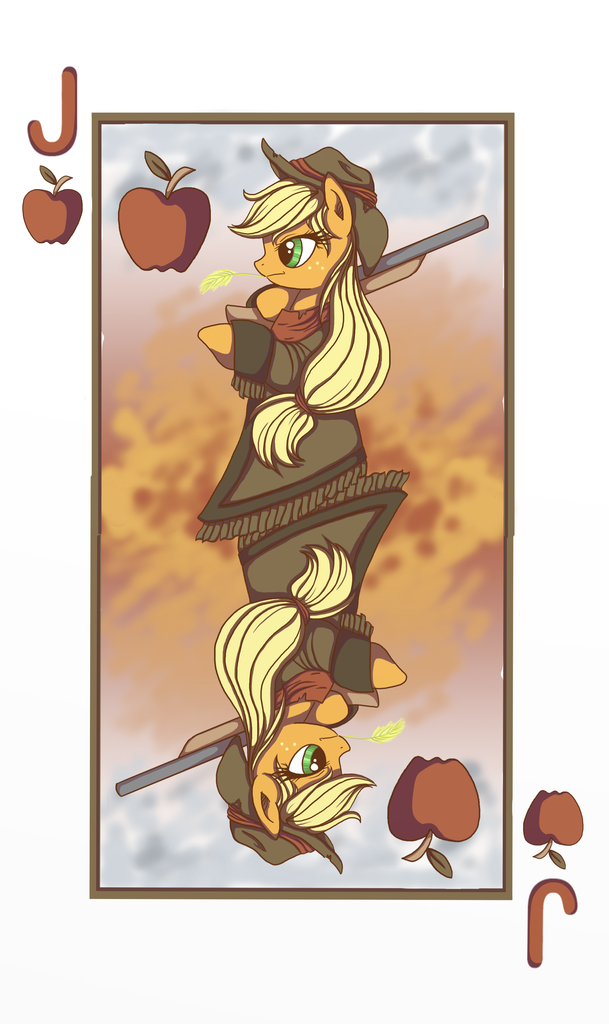 #105226 - safe, artist:angelicmodivation, applejack, g4, card, playing ...