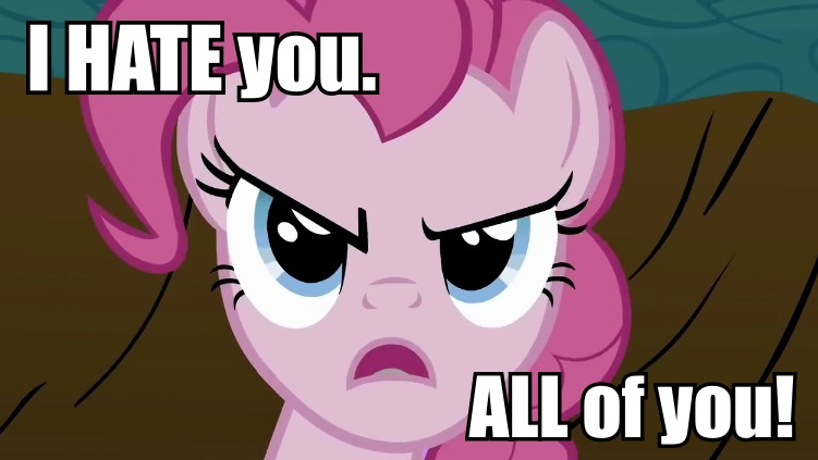 #105689 - safe, pinkie pie, g4, angry, discorded, hate, image macro ...