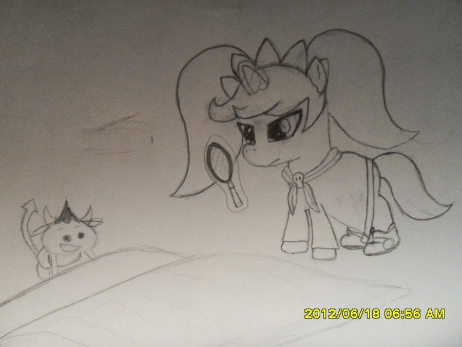 #109907 - safe, artist:ninsegagirl, imp, pony, unicorn, ashley, mirror ...