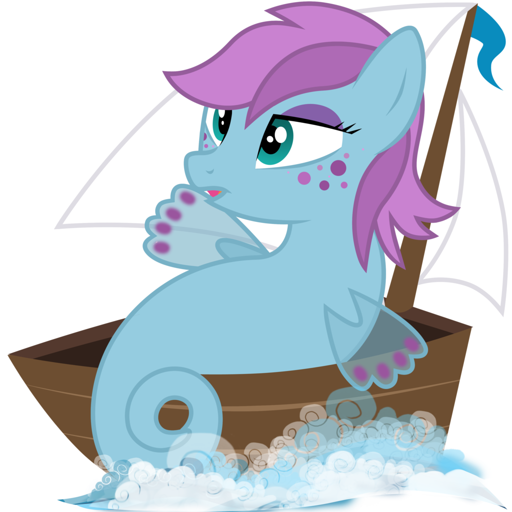 #110588 - safe, artist:sunley, seawinkle, pony, sea pony, g1, g4, boat ...
