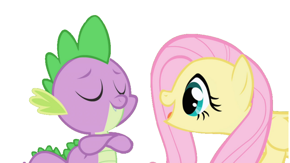 90706 Safe Artist Lapphundie Fluttershy Spike Dragon Pegasus