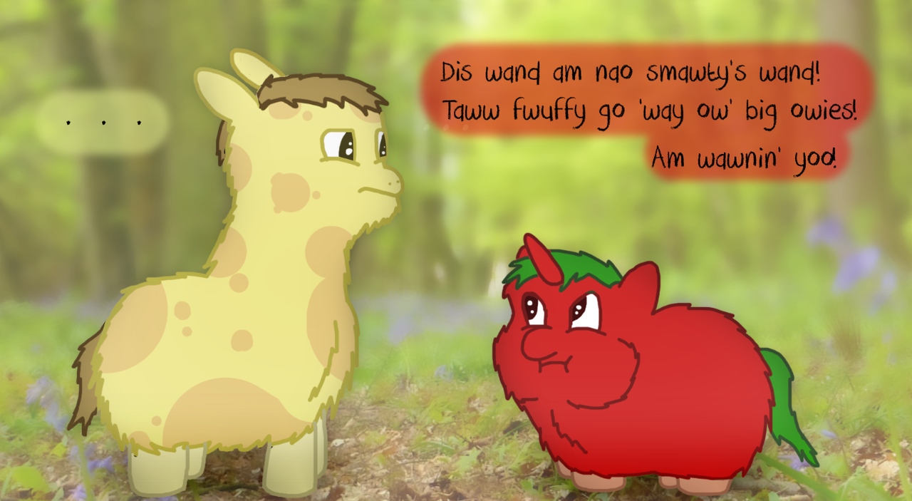 #223746 - safe, artist:gowdie, fluffy pony, giraffe, cheek puffing ...