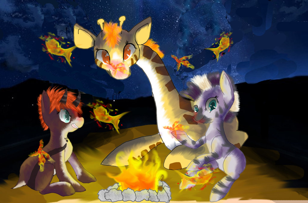 #225040 - safe, artist:owlvortex, zecora, fish, gazelle, giraffe, zebra ...