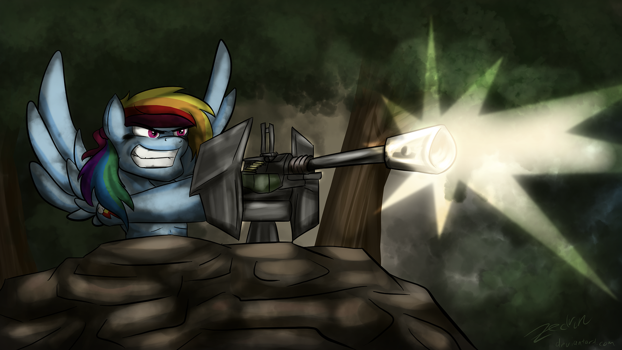 #225246 - safe, artist:zedrin, rainbow dash, g4, gun, machine gun ...