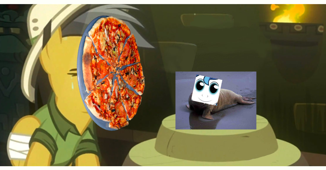 #226930 - safe, artist:wollap, daring do, walrus, g4, pizza, twily face ...