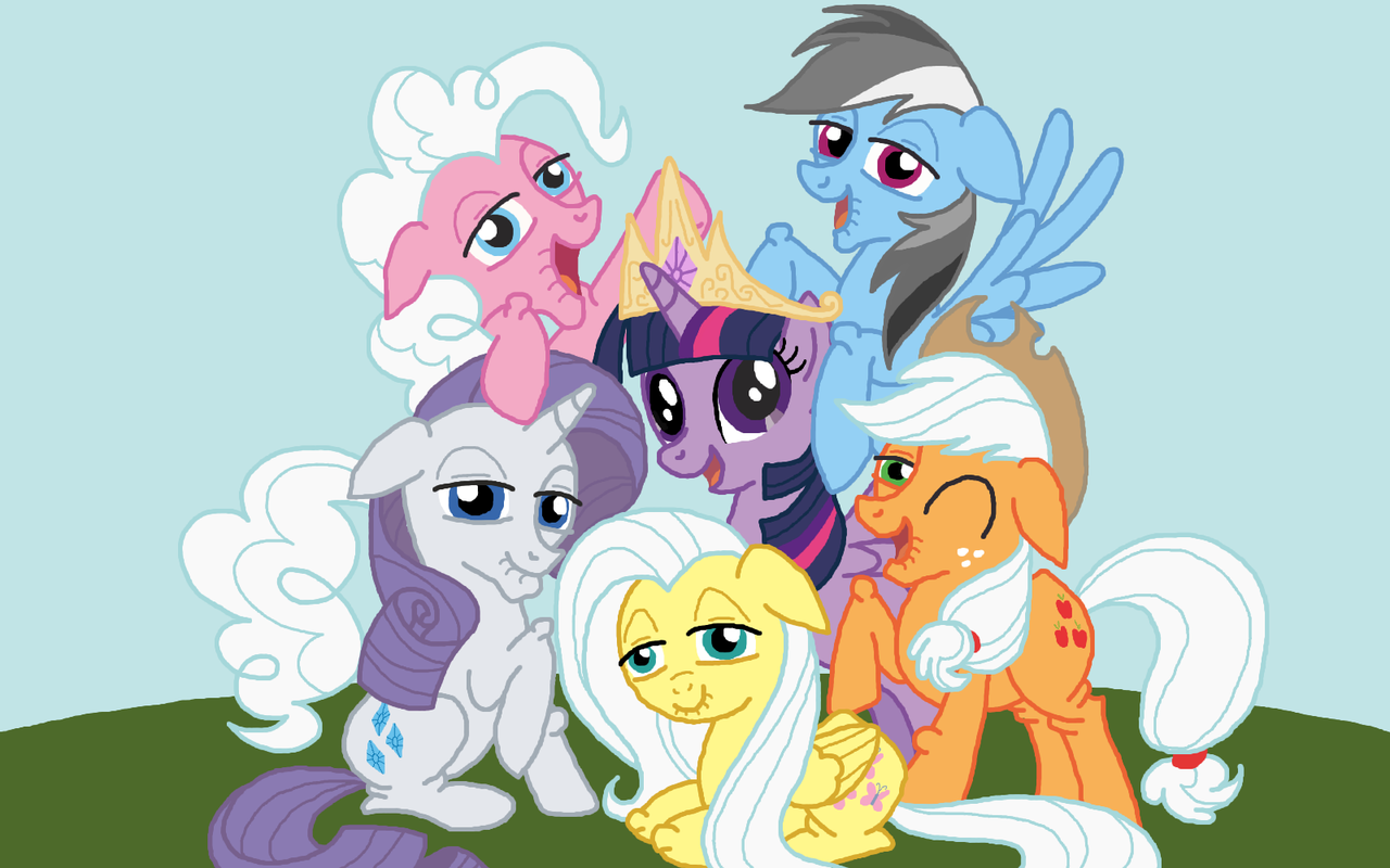#227394 - safe, artist:brejburn, edit, applejack, fluttershy, pinkie ...