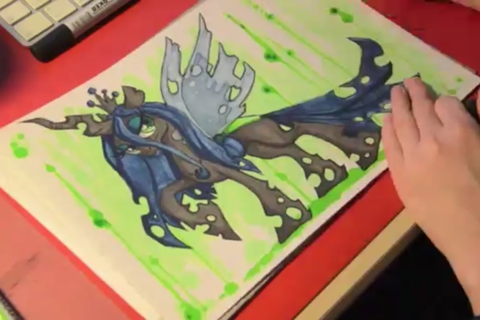 #227701 - safe, artist:kattvalk, queen chrysalis, changeling ...