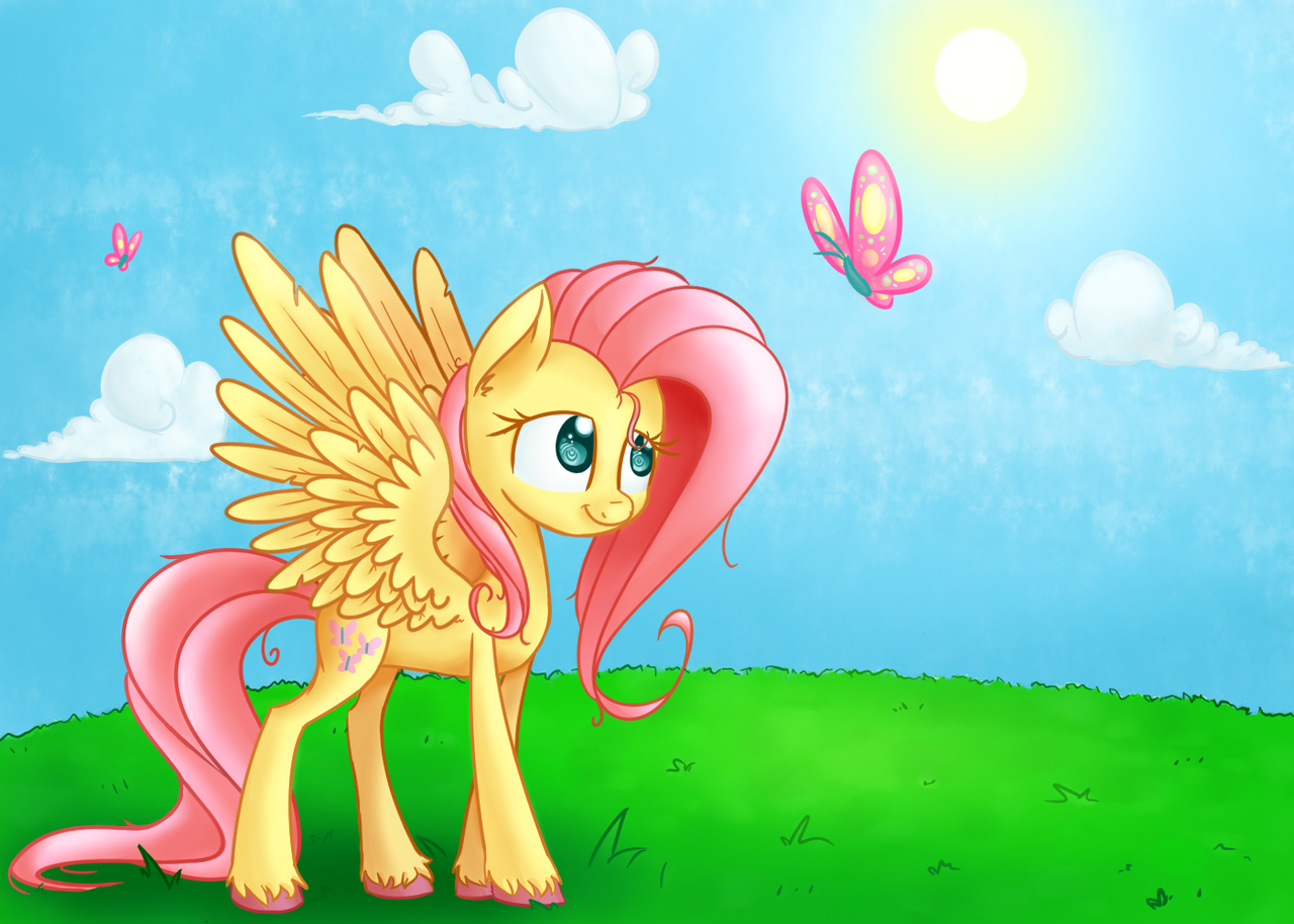 #228276 - safe, artist:lemon-heartss, fluttershy, butterfly, pony ...