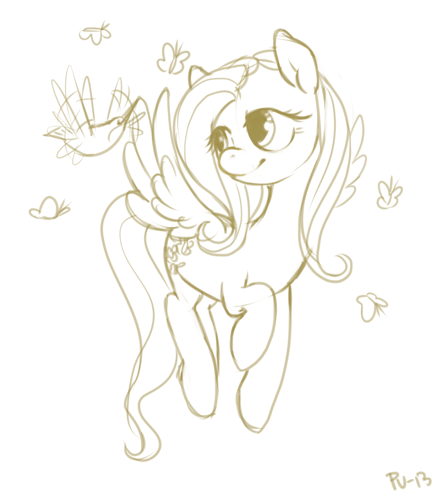 #203366 - safe, alternate version, artist:purmu, fluttershy, hummingway ...