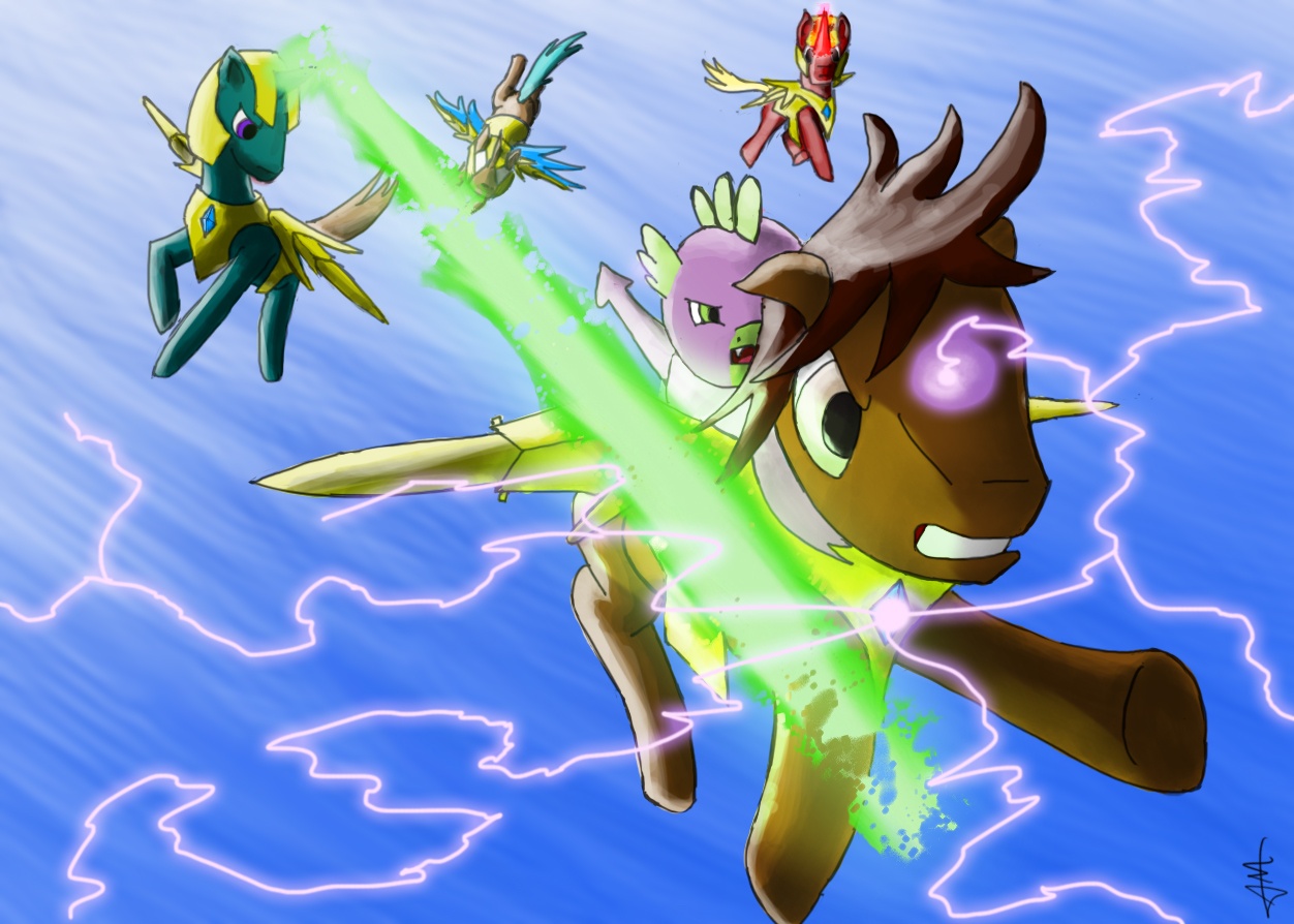 #207063 - safe, artist:therenaissancemuffin, spike, oc, dragon, pony ...