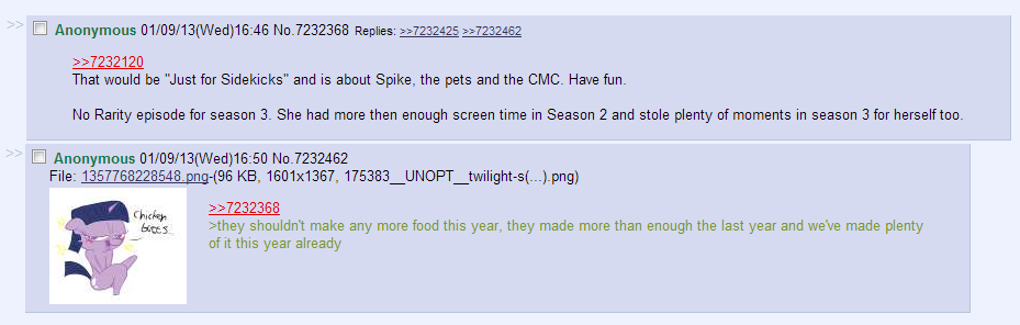 #207907 - safe, season 3, /mlp/, 4chan, 4chan screencap - Derpibooru