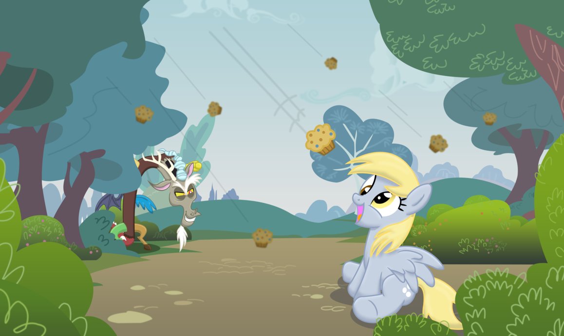 #447109 - safe, artist:ak71, derpy hooves, discord, pegasus, pony, g4 ...