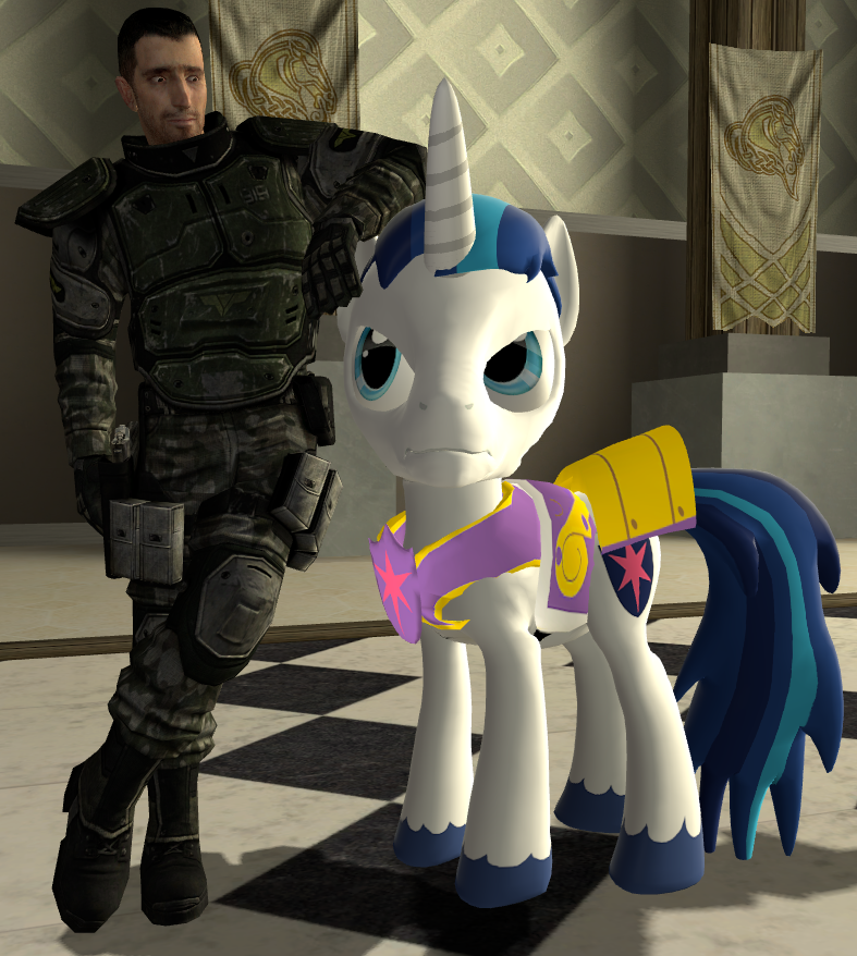 #447356 - safe, artist:dbuilder, shining armor, oc, human, g4, 3d ...