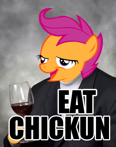 #448538 - safe, scootaloo, g4, 4chan, chickun, exploitable meme, forced ...