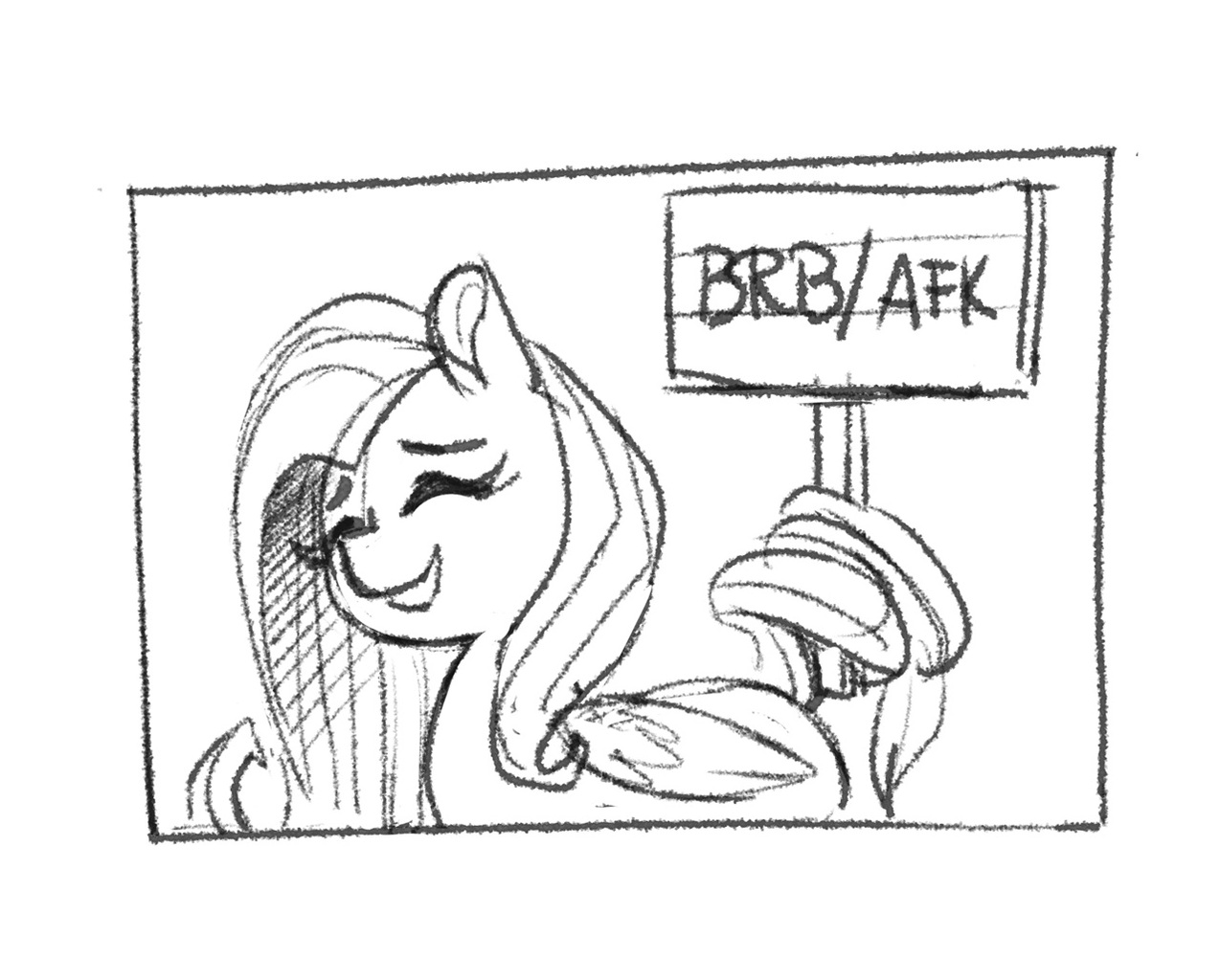 #448707 - safe, artist:kevinsano, fluttershy, afk, brb, eyes closed ...