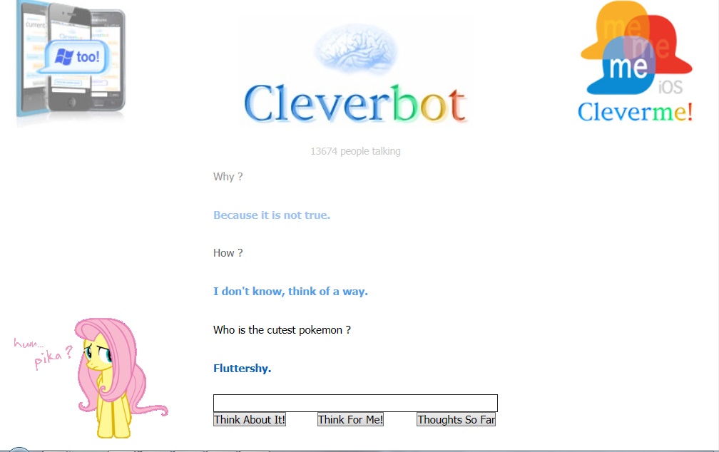 #440161 - safe, fluttershy, g4, cleverbot, cute, female, pokémon, text ...