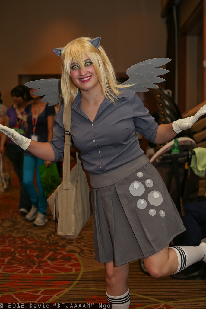 #453003 - safe, artist:dtjaaaam, derpy hooves, human, a-kon, clothes ...