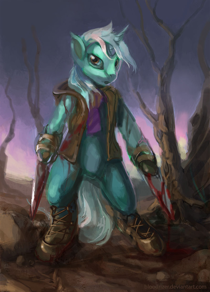 #442693 - grimdark, artist:bloodrizer, lyra heartstrings, assassin ...