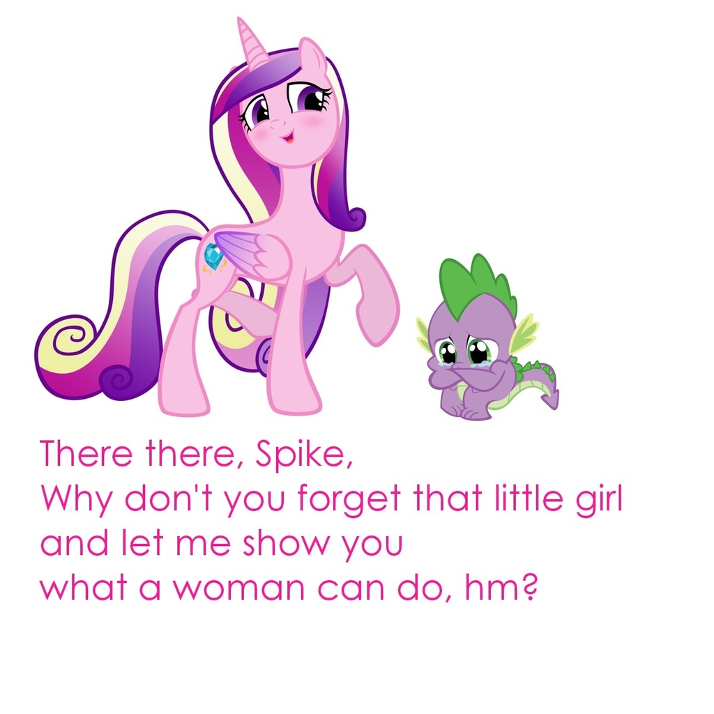#472180 - suggestive, princess cadance, spike, age difference, blushing ...
