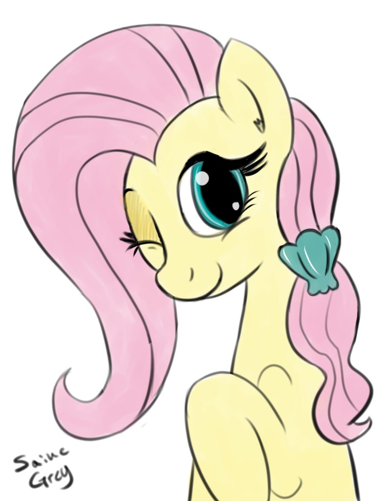 #480630 - safe, artist:saine grey, fluttershy, female, shell, solo ...