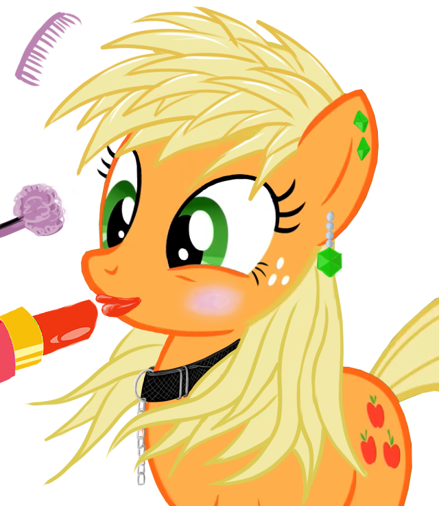 #483808 - safe, applejack, alternate hairstyle, collar, comb, earring ...