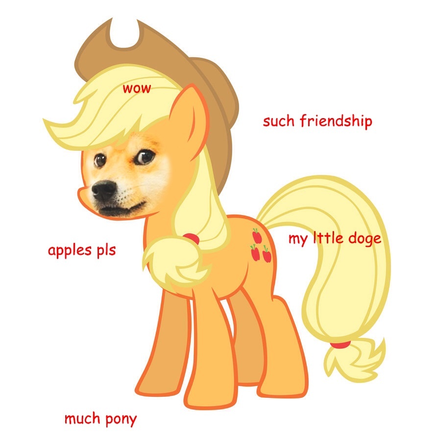 #485045 - safe, applejack, ambiguous gender, doge, meme, solo - Derpibooru