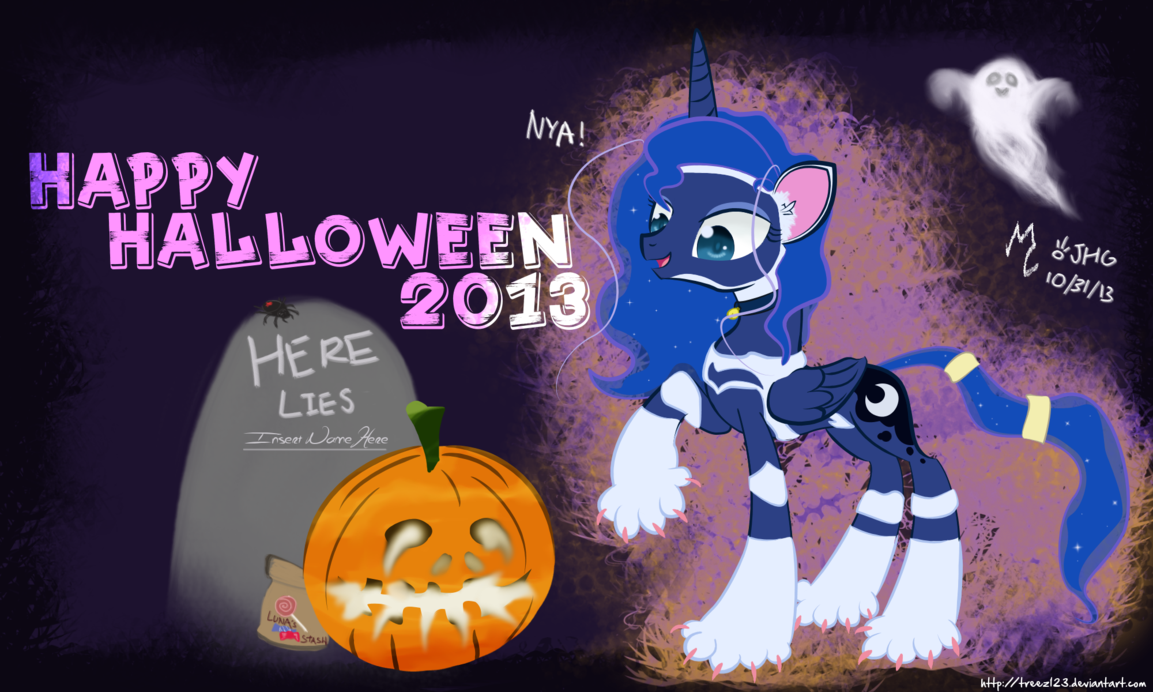 #463853 - safe, artist:treez123, princess luna, ghost, g4, clothes ...