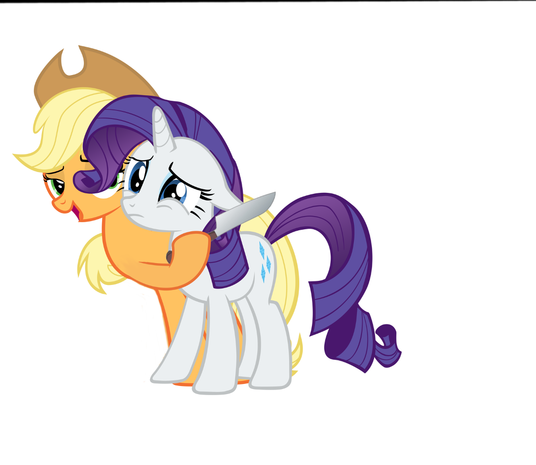 #499074 - semi-grimdark, edit, applejack, rarity, g4, comic, cropped, knife, this will end in ...
