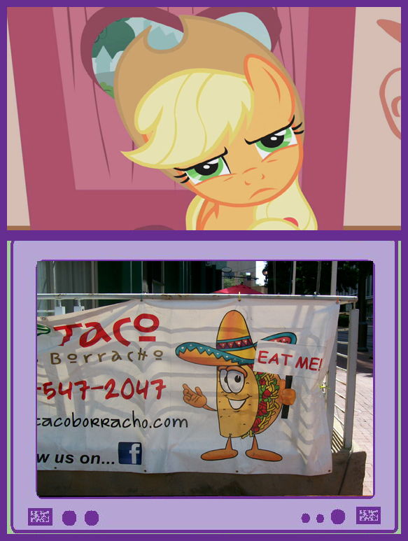 #502033 - safe, applejack, confused, exploitable meme, meme, obligatory pony, taco, tv meme ...