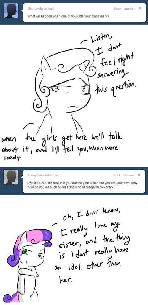 #502734 - safe, artist:starykrow, sweetie belle, ask the cmc, g4 ...