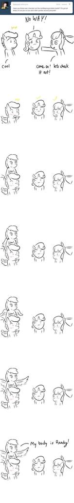 #502743 - suggestive, artist:starykrow, apple bloom, rainbow dash ...