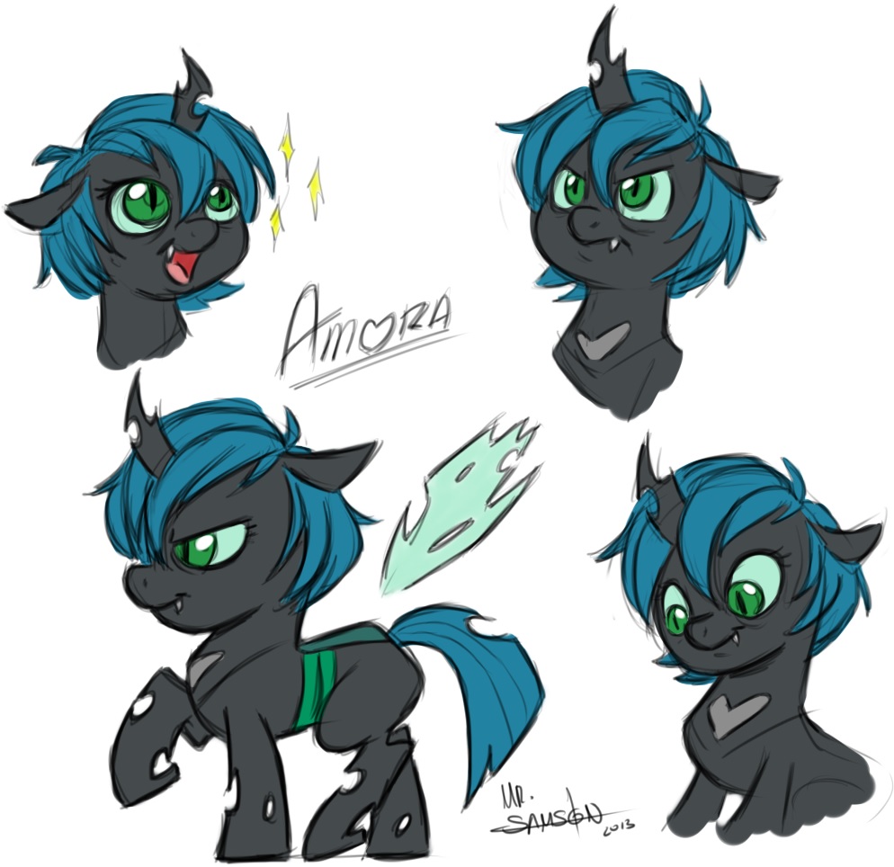 #504317 - safe, artist:mr-samson, oc, oc only, oc:amora, changeling ...