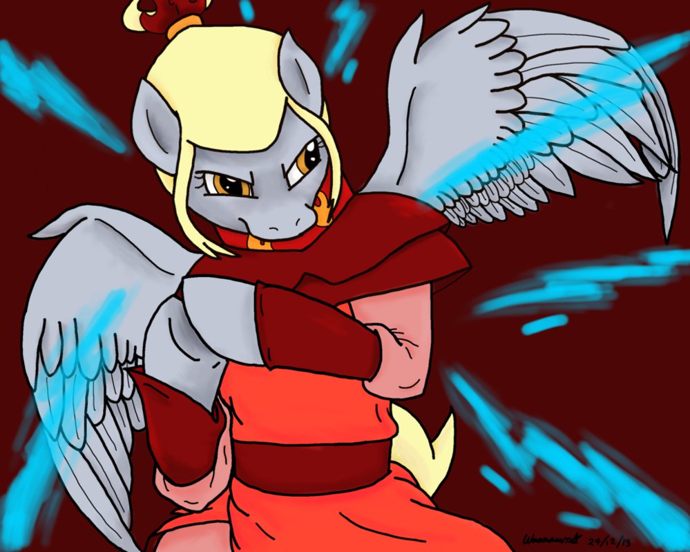 #505349 - safe, artist:woonacorn, derpy hooves, semi-anthro, epic rage ...